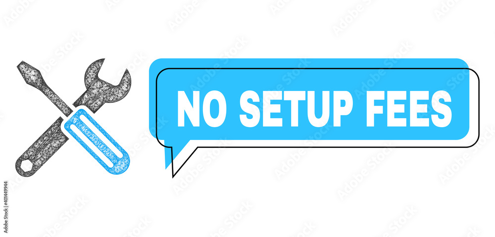 Chat No Setup Fees blue bubble frame and network options. Frame and ...