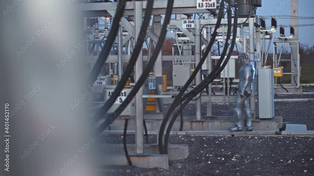 Robotic cyborg prototype walking between photovoltaic power units while ...