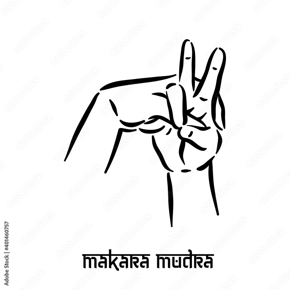 Makara mudra. Hand spirituality hindu yoga of fingers gesture ...