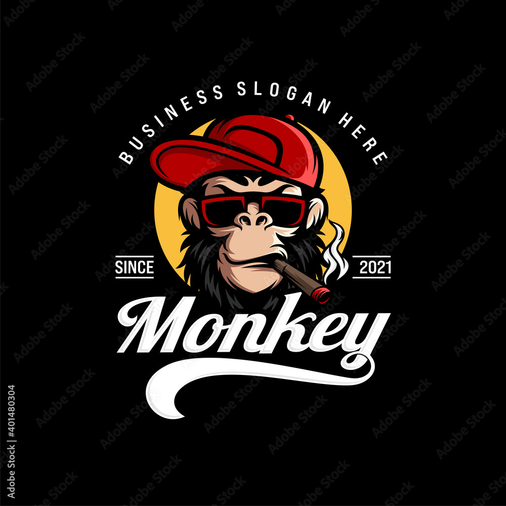 Monkey mascot logo vector. Animal vector illustration. Geek monkey logo ...