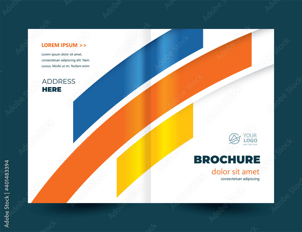 Brochure cover curves Stripes lines theme design template. Cmyk color ...