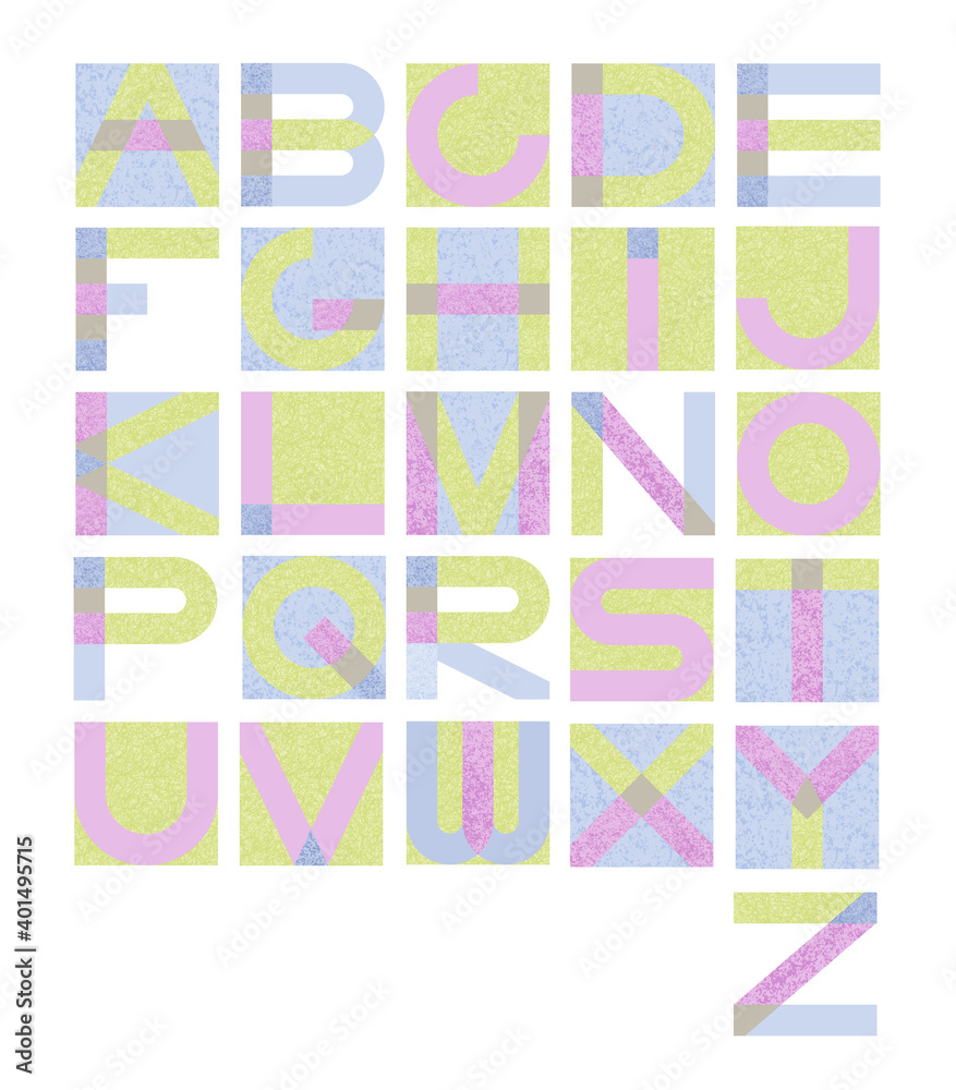 Original geometric font. Latin alphabet. The letters are written in a ...