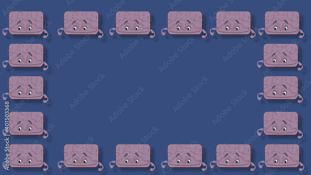 Purple brain frame background design illustration. Stock Illustration ...