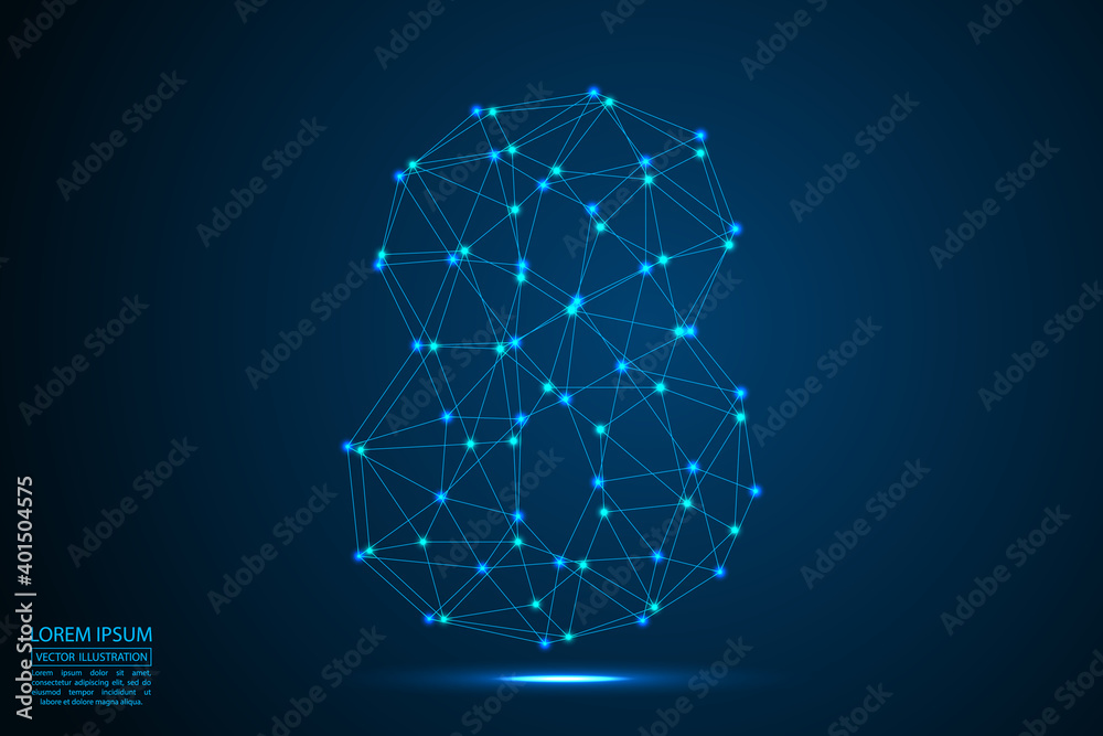 Abstract number eight, figure 8, consisting of triangles, circles ...