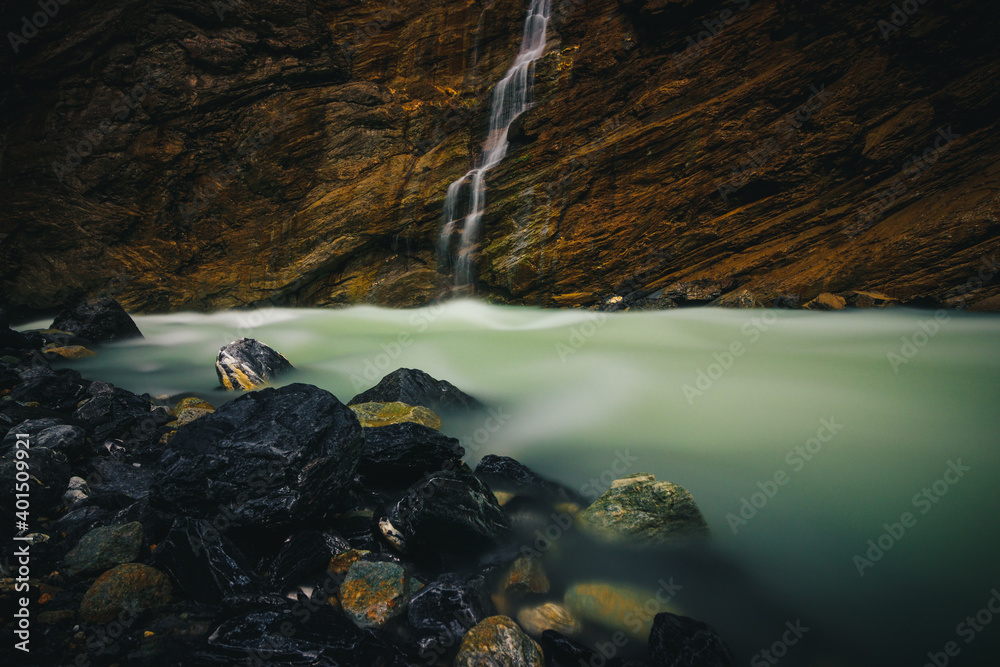 Waterfall in the Glaciercave Grindelwald, Switzerland, swiss alps ...