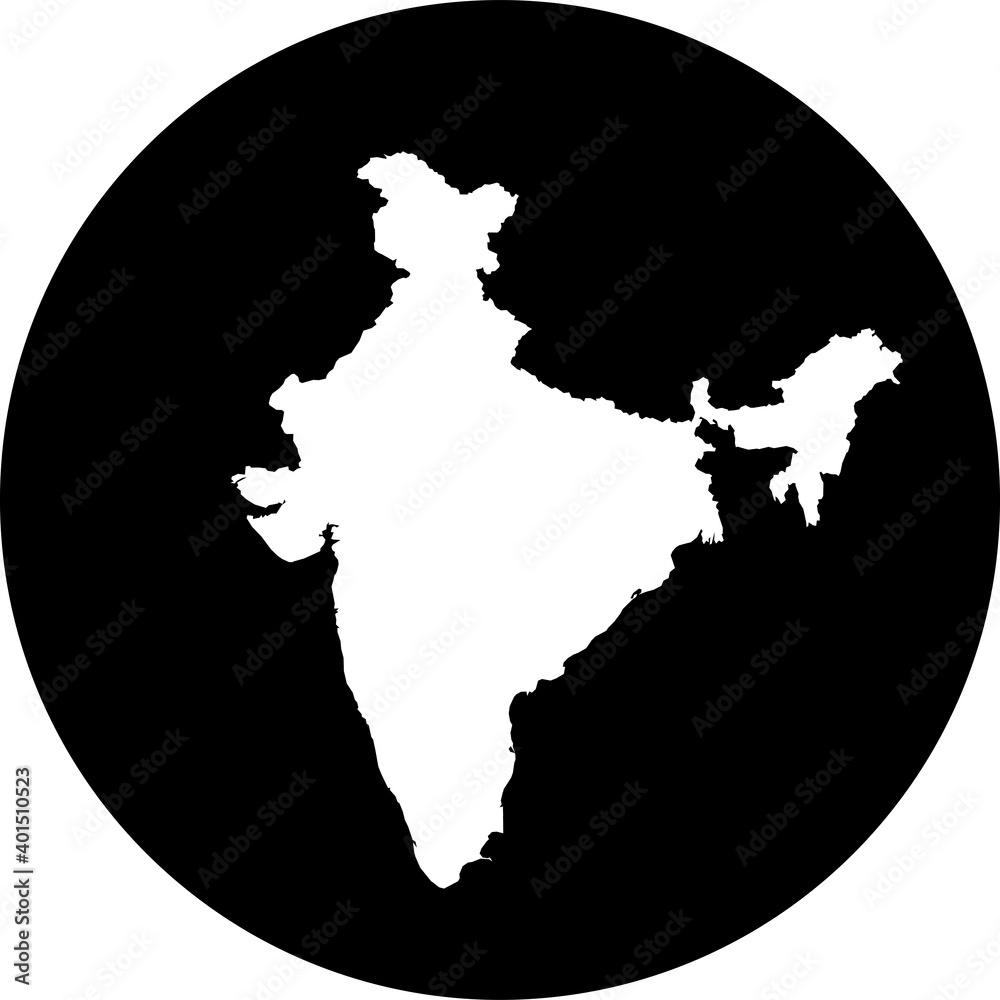India map isolated on black circle background. Business concepts and ...