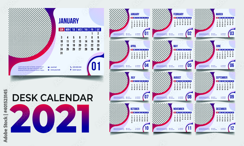 Desk Calendar 2021. Modern. Clean, colorful, and corporate Desk ...