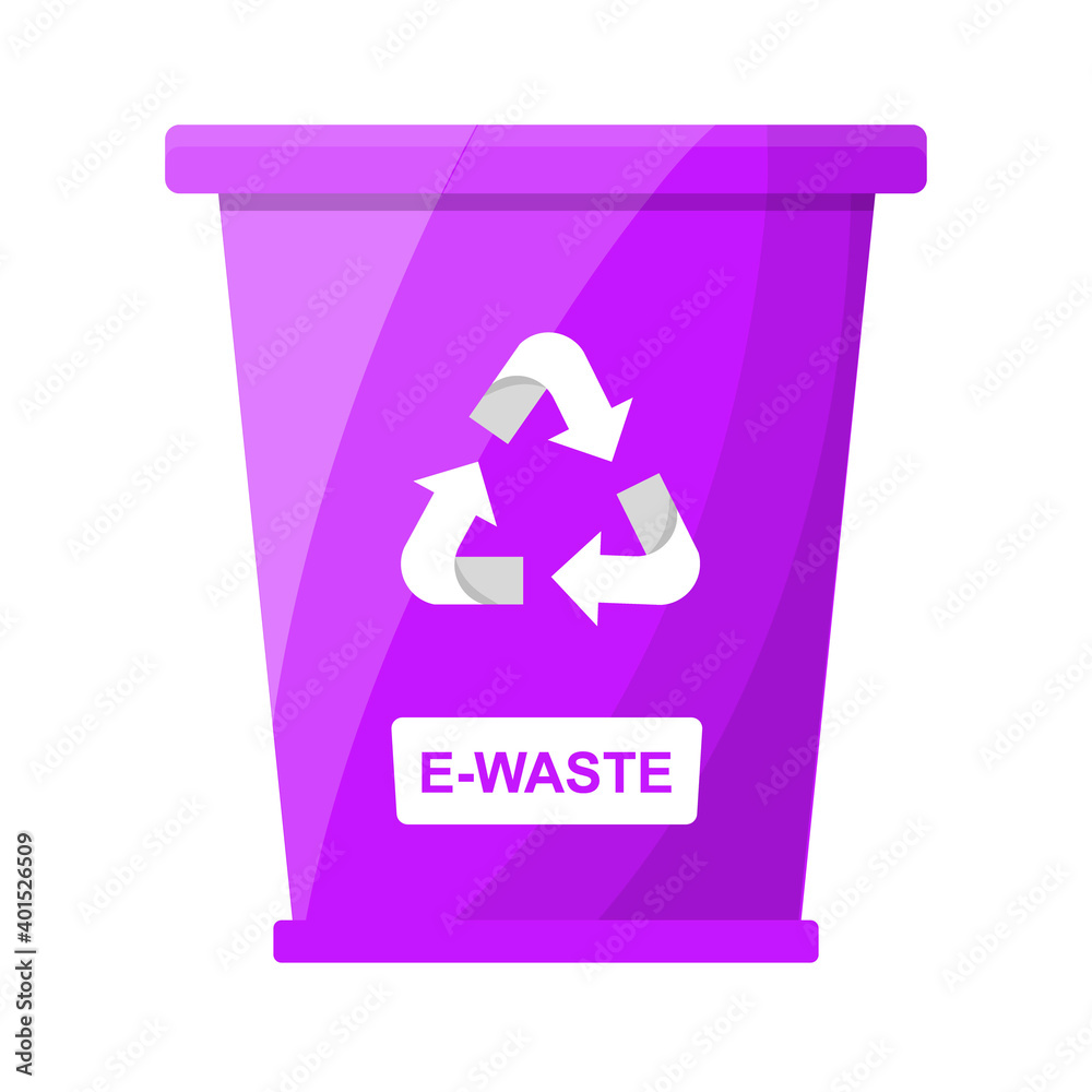 Garbage Waste Sorting E-Waste Recycle Bin Purple Color Flat Stock ...