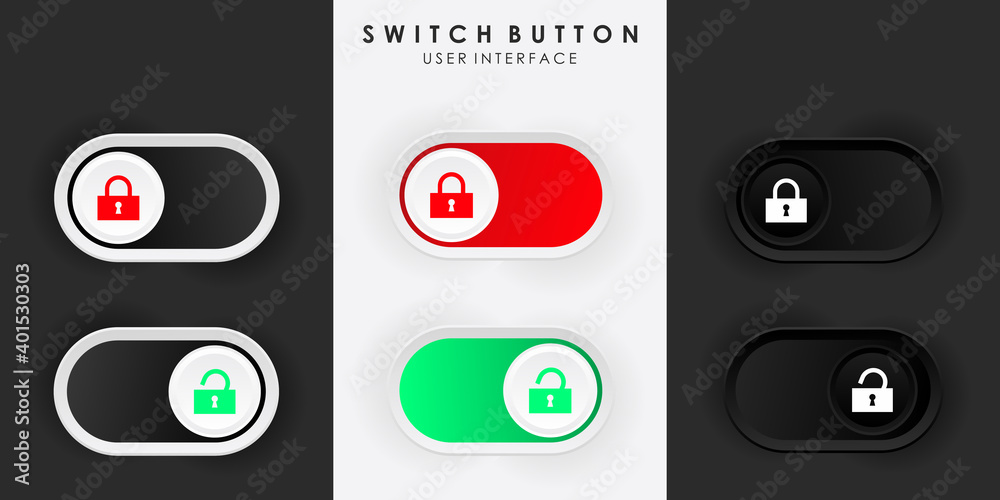 Minimalist Switch Button Lock Unlock in Neumorphism Design. Simple ...
