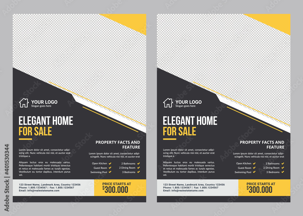 Vector illustration, a real estate flyer template can be used for all ...