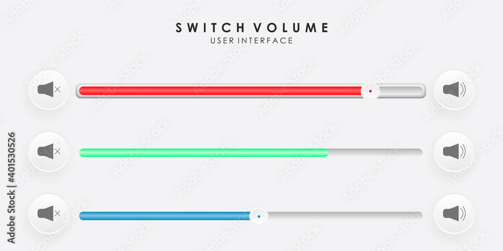 Creative Sound / Volume Slider Bar User Interface in Neumorphism with 3 ...