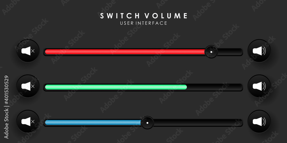Creative Sound / Volume Slider Bar User Interface in Neumorphism with 3 ...