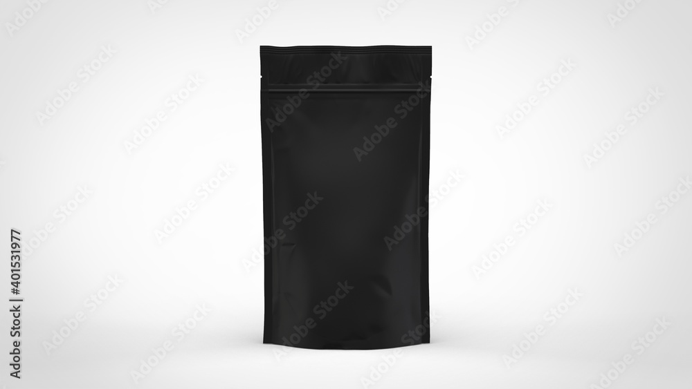 Tall black doy pack coffee bag for beans with zipper mockup 3d ...