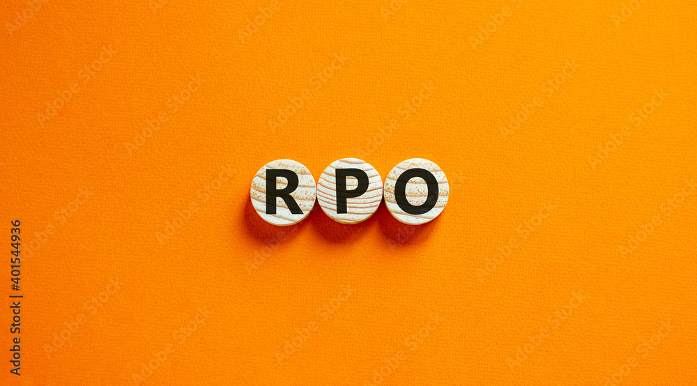 RPO symbol. Wooden circles with word 'RPO - recruitment process ...