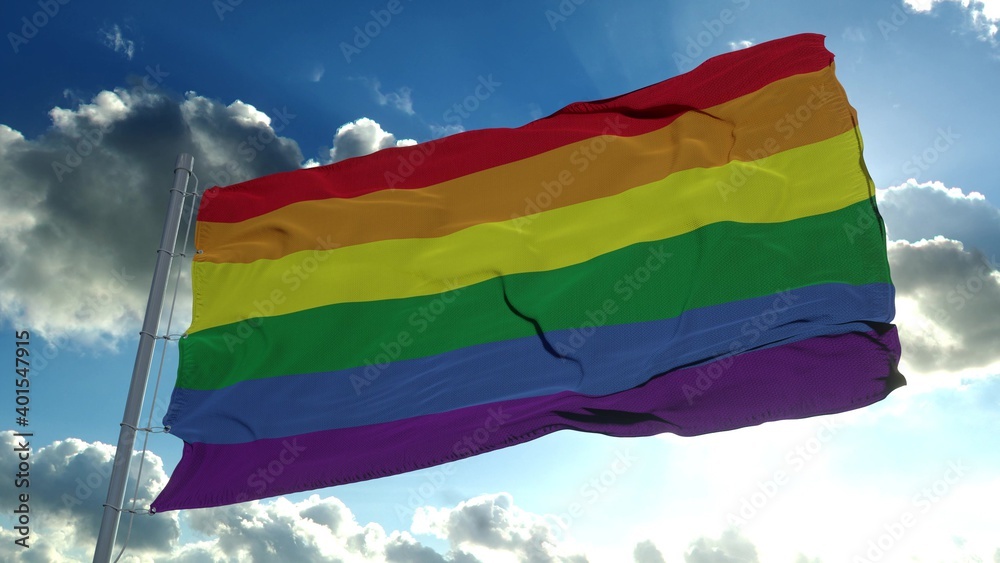 Gay pride flag video waving in wind. Colorful Rainbow Gay Flag LGBT ...