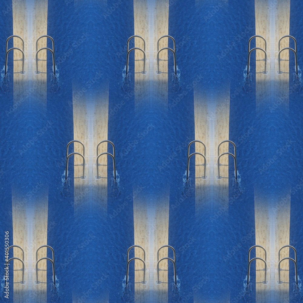 photograph of swimming pool area transformed into variations of ...