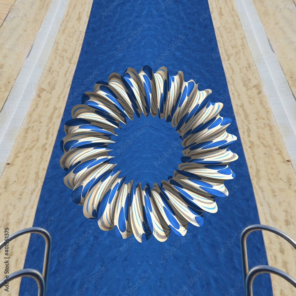 photograph of swimming pool area transformed into variations of ...