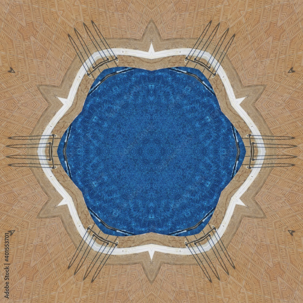 photograph of swimming pool area transformed into variations of ...