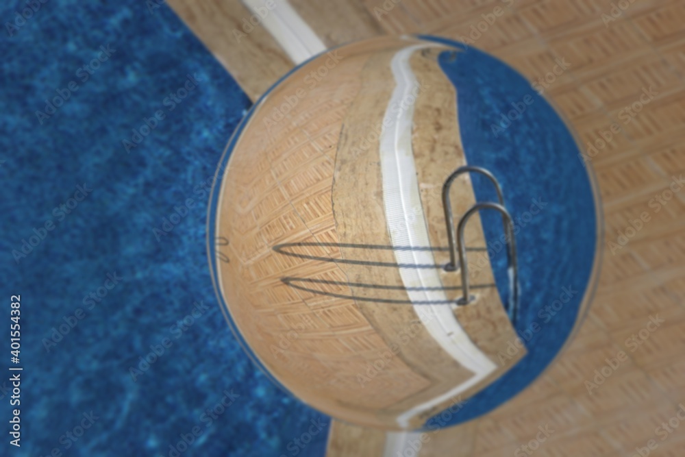 photograph of swimming pool area transformed into variations of ...