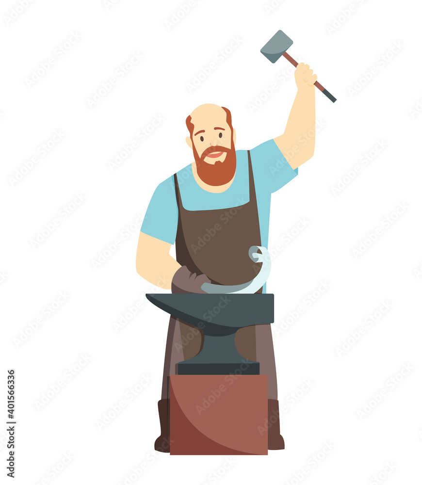 Cartoon blacksmith worker, isolated on white background. Colorful ...