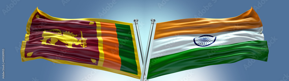 Double Flag India vs Sri Lanka flag waving flag with texture background ...