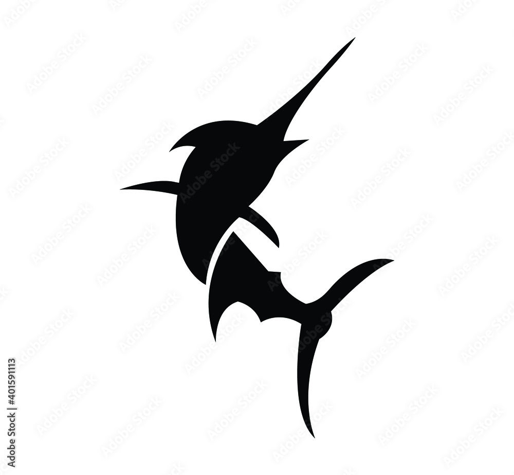 black swordfish logo design isolated on white background Stock Vector ...