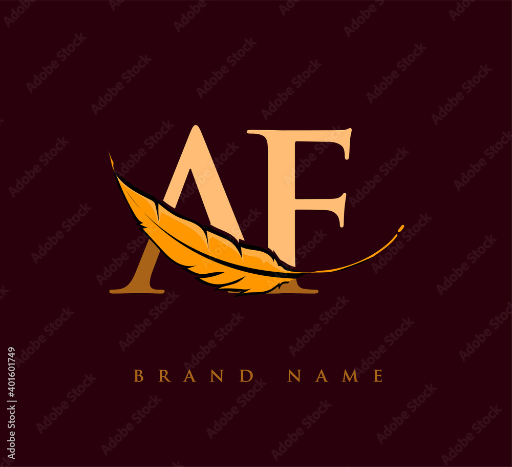 Initial letter AF logo with Feather Company Name, Simple and Clean ...