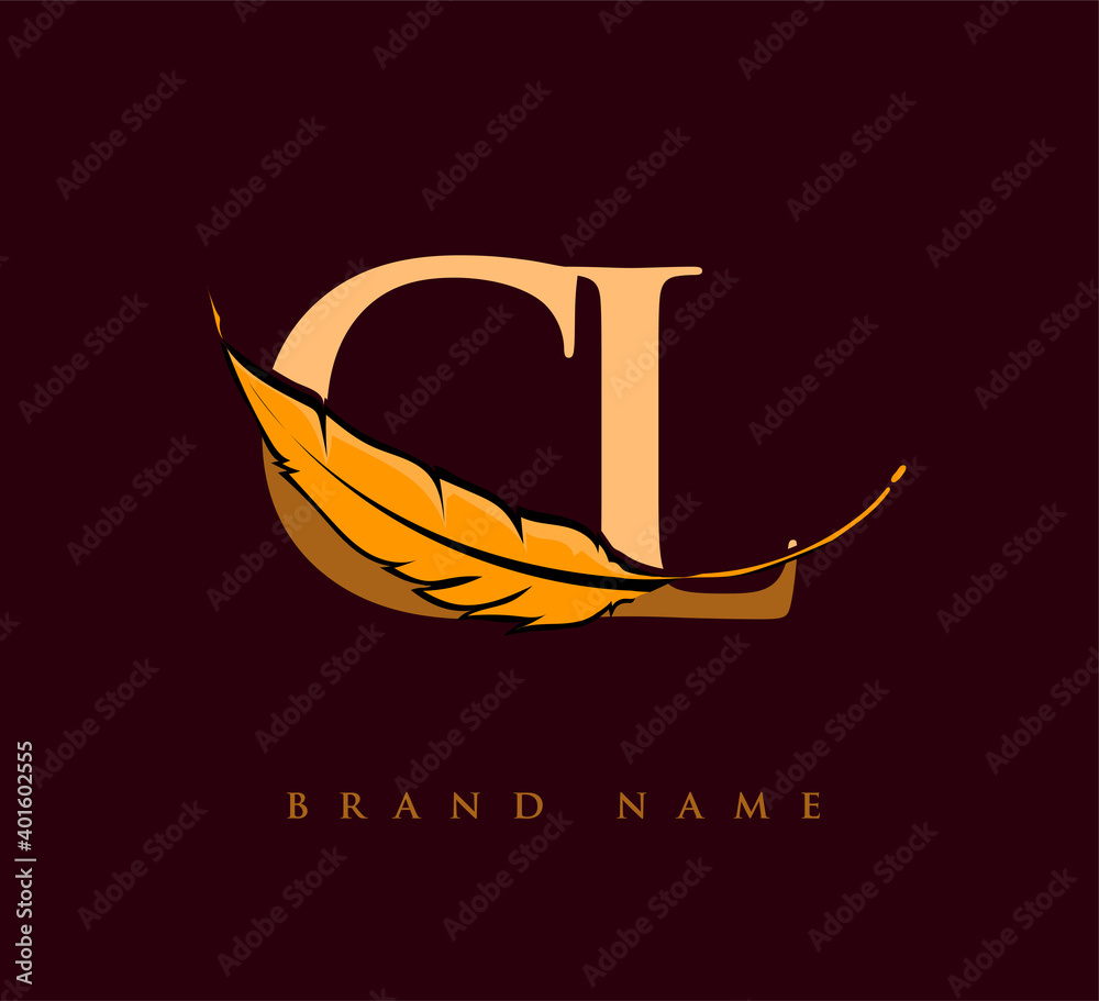 Initial letter CL logo with Feather Company Name, Simple and Clean ...