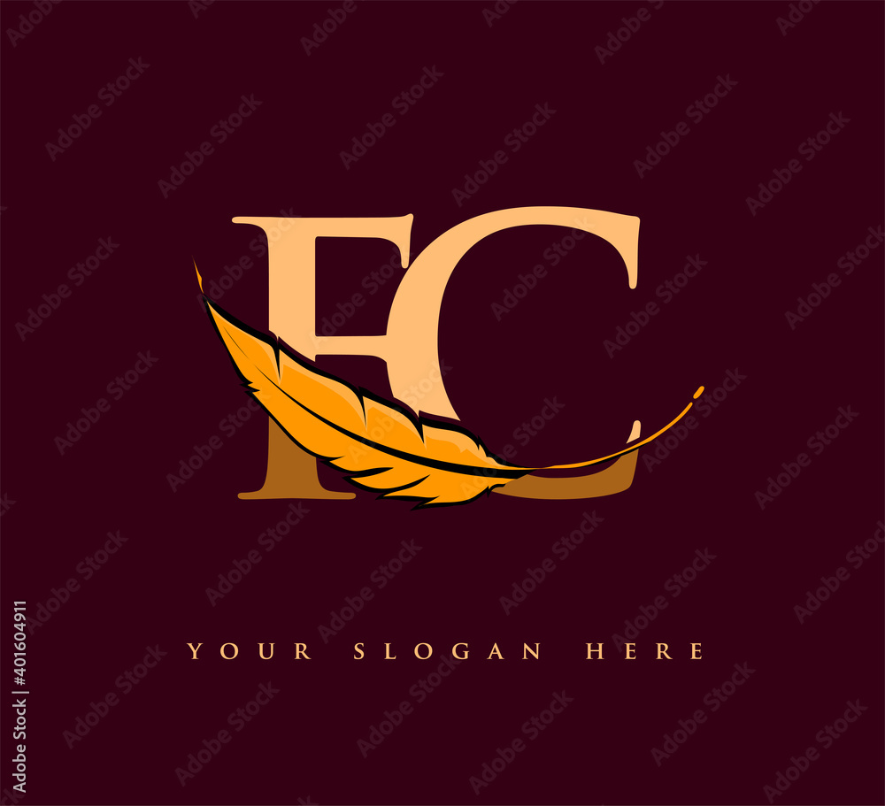 Initial letter FC logo with Feather Company Name, Simple and Clean ...
