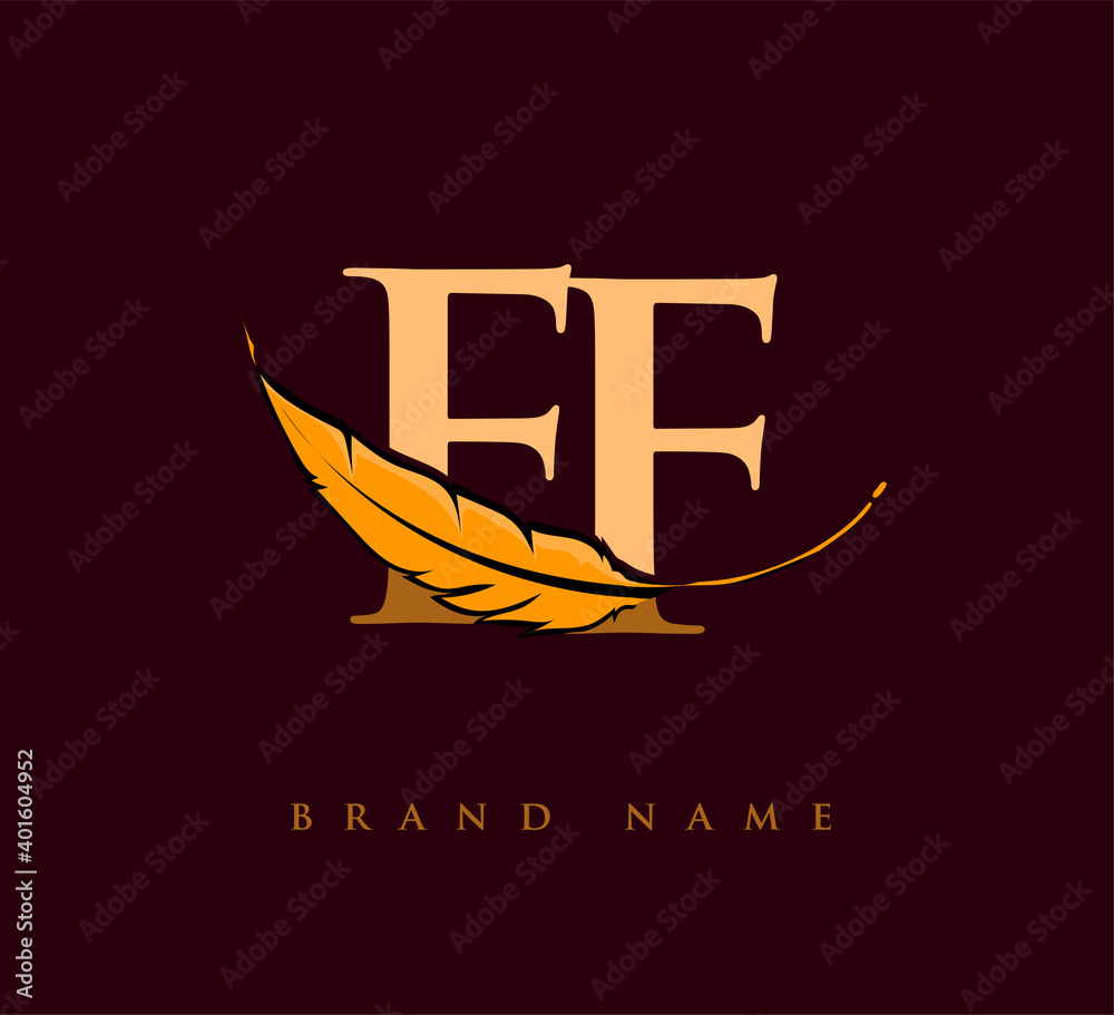 Initial letter FF logo with Feather Company Name, Simple and Clean ...