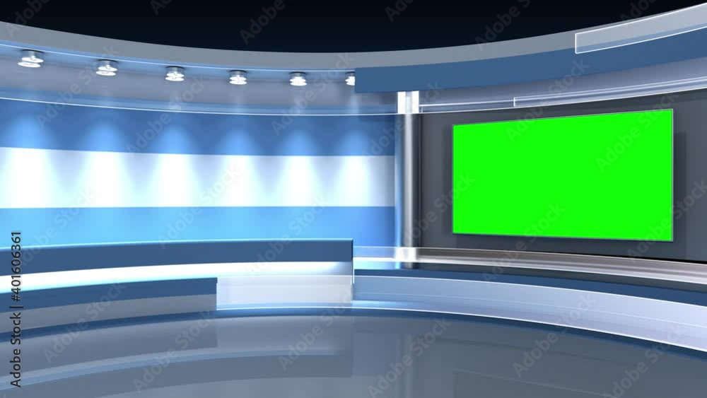 TV studio. Loop animation. News studio. Background for any green screen ...