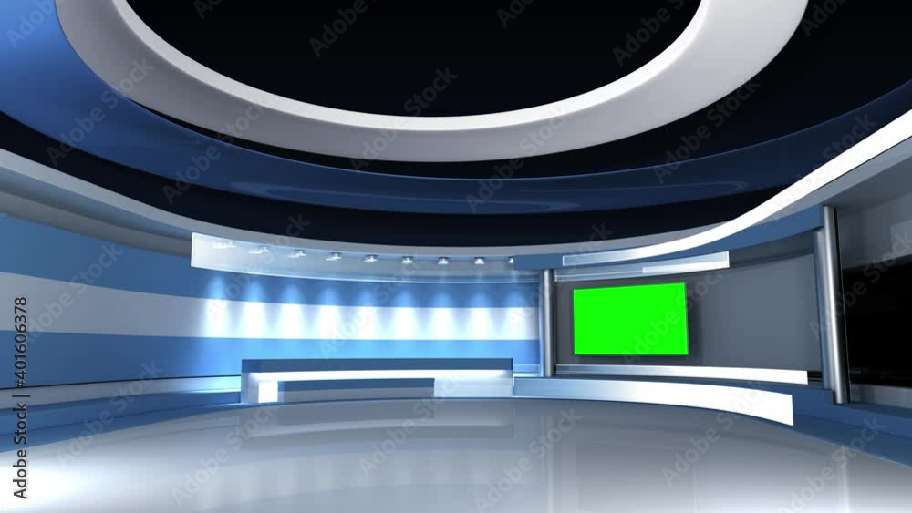 TV studio. Loop animation. News studio. Background for any green screen ...