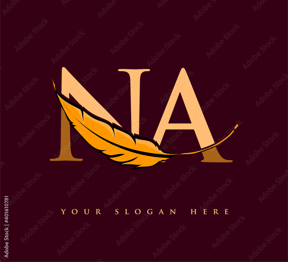 Initial letter NA logo with Feather Company Name, Simple and Clean ...