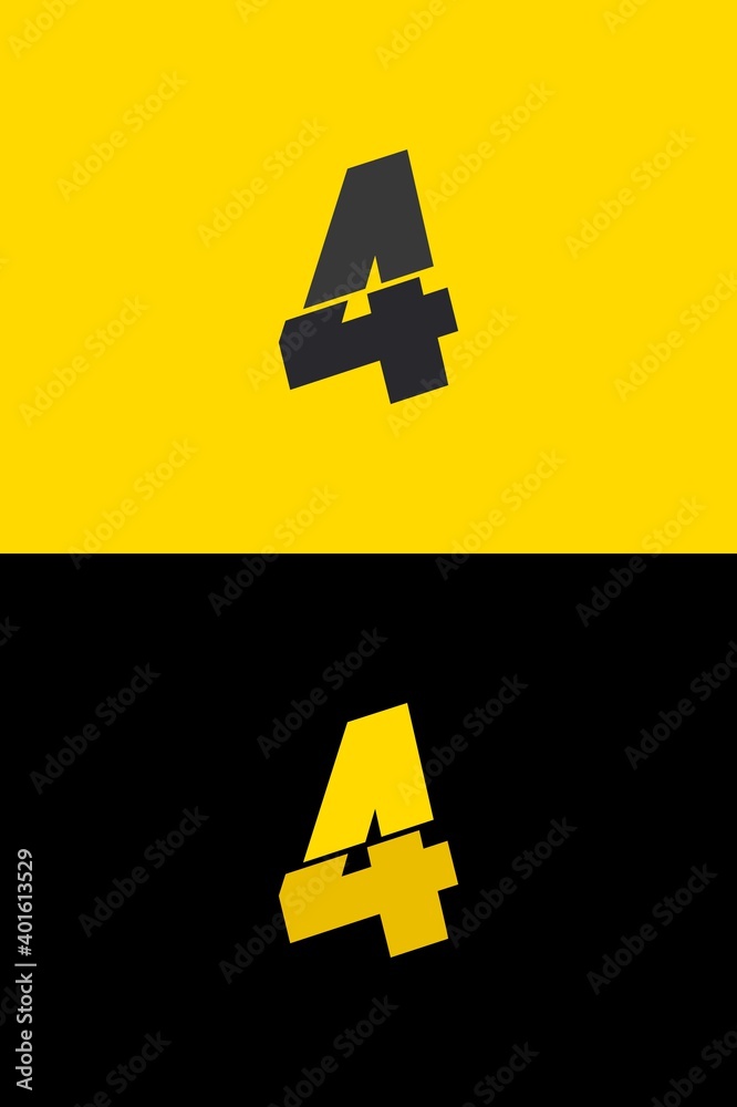 4 font number logo, lightning flash power design. For energy labels ...