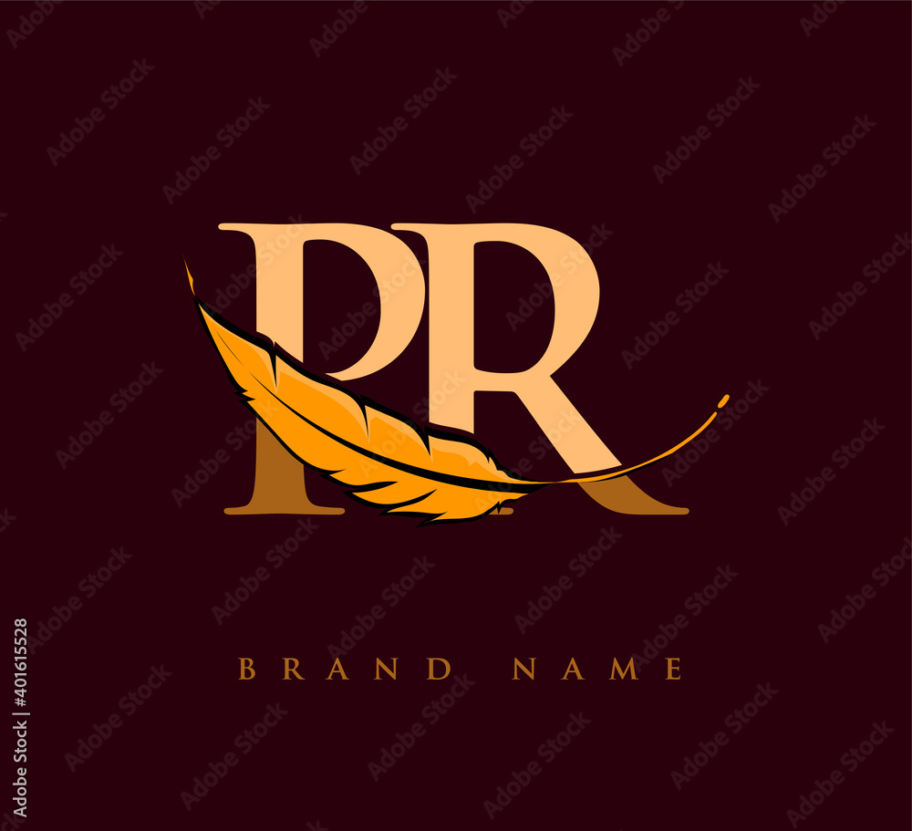 Initial letter RP logo with Feather Company Name, Simple and Clean ...