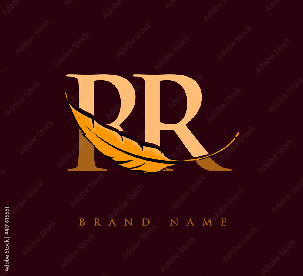 Initial letter RR logo with Feather Company Name, Simple and Clean ...