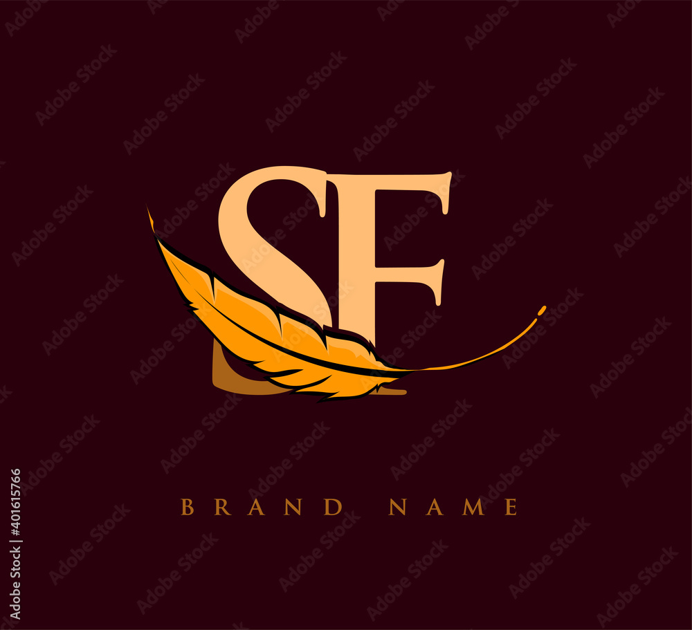 Initial letter SF logo with Feather Company Name, Simple and Clean ...