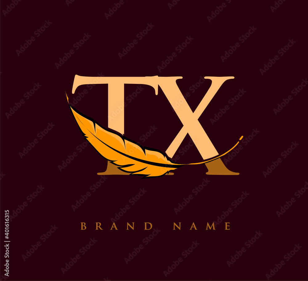 Initial letter TX logo with Feather Company Name, Simple and Clean ...