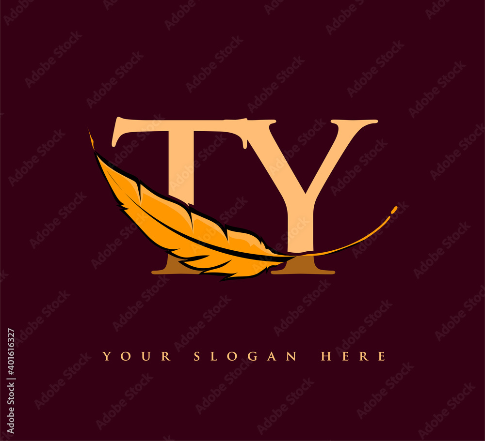 Initial letter TY logo with Feather Company Name, Simple and Clean ...