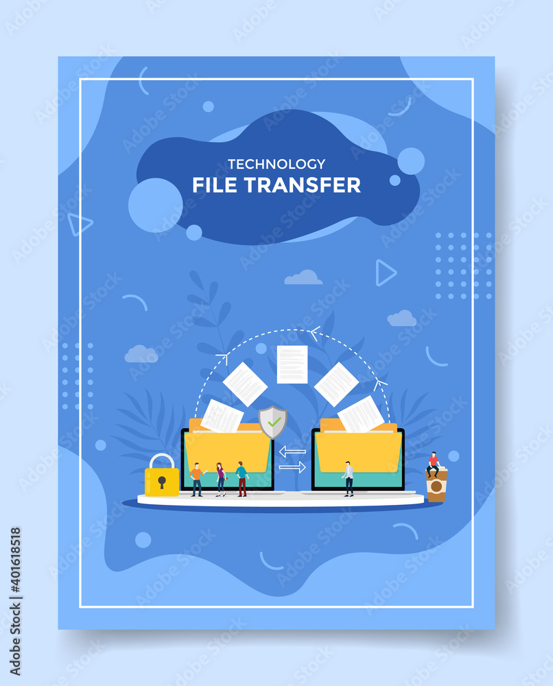 technology file transfer concept people around folder archive data send ...