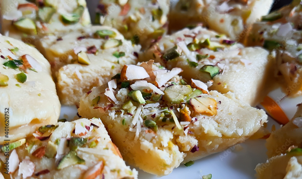 Indian Diwali Sweet Food Kalakand Also Know as Halwa or Mawa Kalakand ...