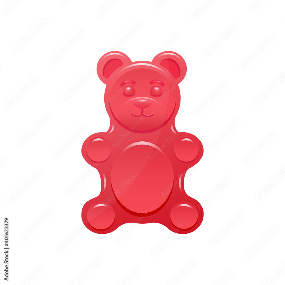 Red gummy bear isolated on white background. Vector illustration Stock ...