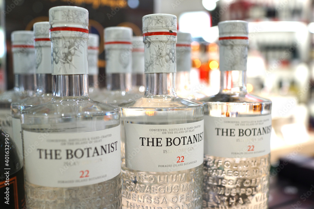 The Botanist brand gin on store shelf in Changi Airport New Terminal 4 ...