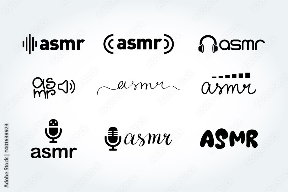 ASMR vector logos set. Sound Microphone Asmr Vector Icons . Outline ...