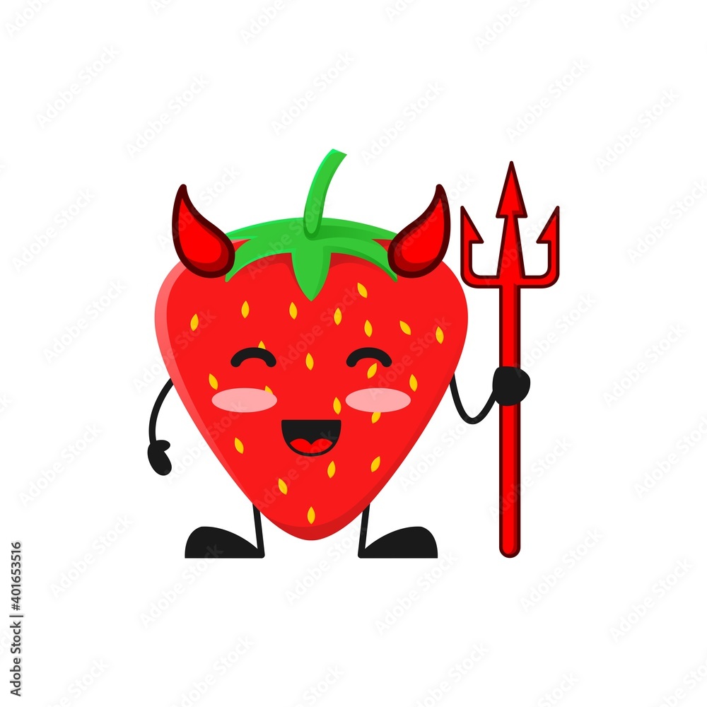 vector illustration of cute strawberry fruit halloween or character ...