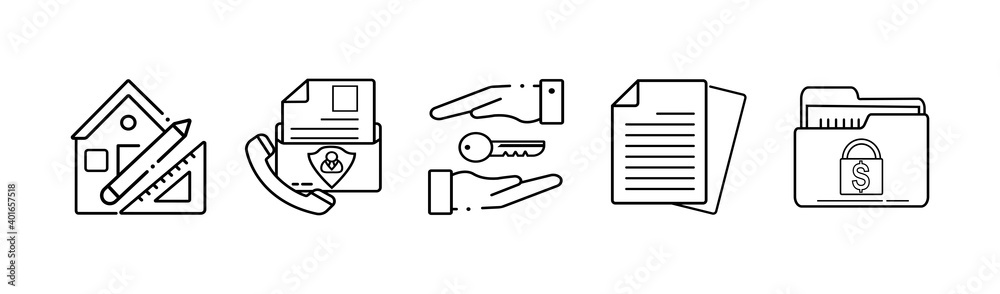 property simple concept icons set. Contains such icons as property type ...