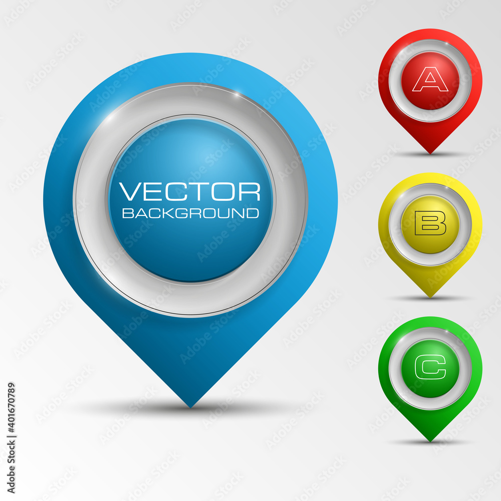 Index location on the map. Pointer position. Marker standing. Indicator ...
