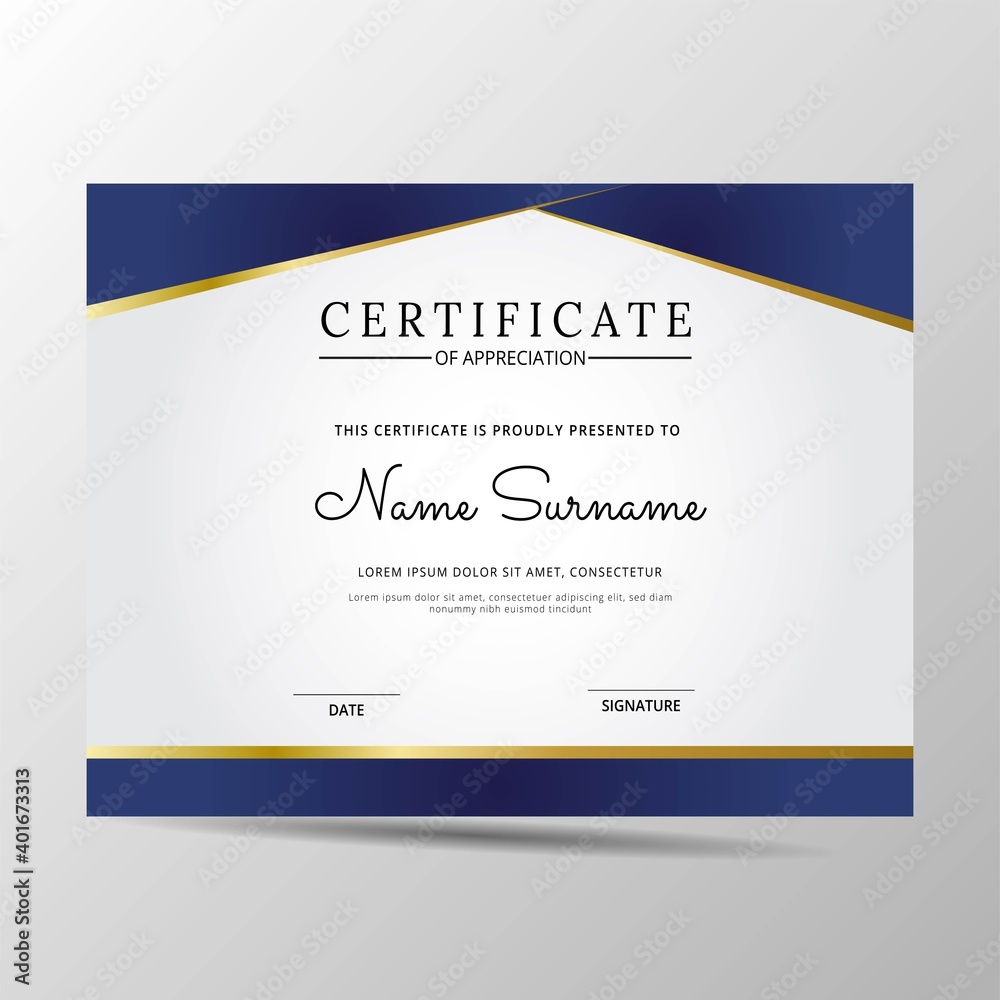 elegant blue and white diploma certificate template. Use for print ...