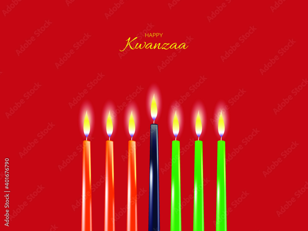 Vector Illustration for Kwanzaa. Template with seven realistic candles ...