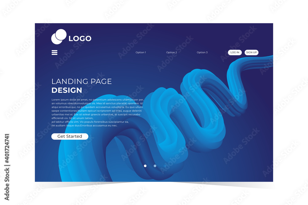 Landing page vector illustration with fluid background. Landing page ...